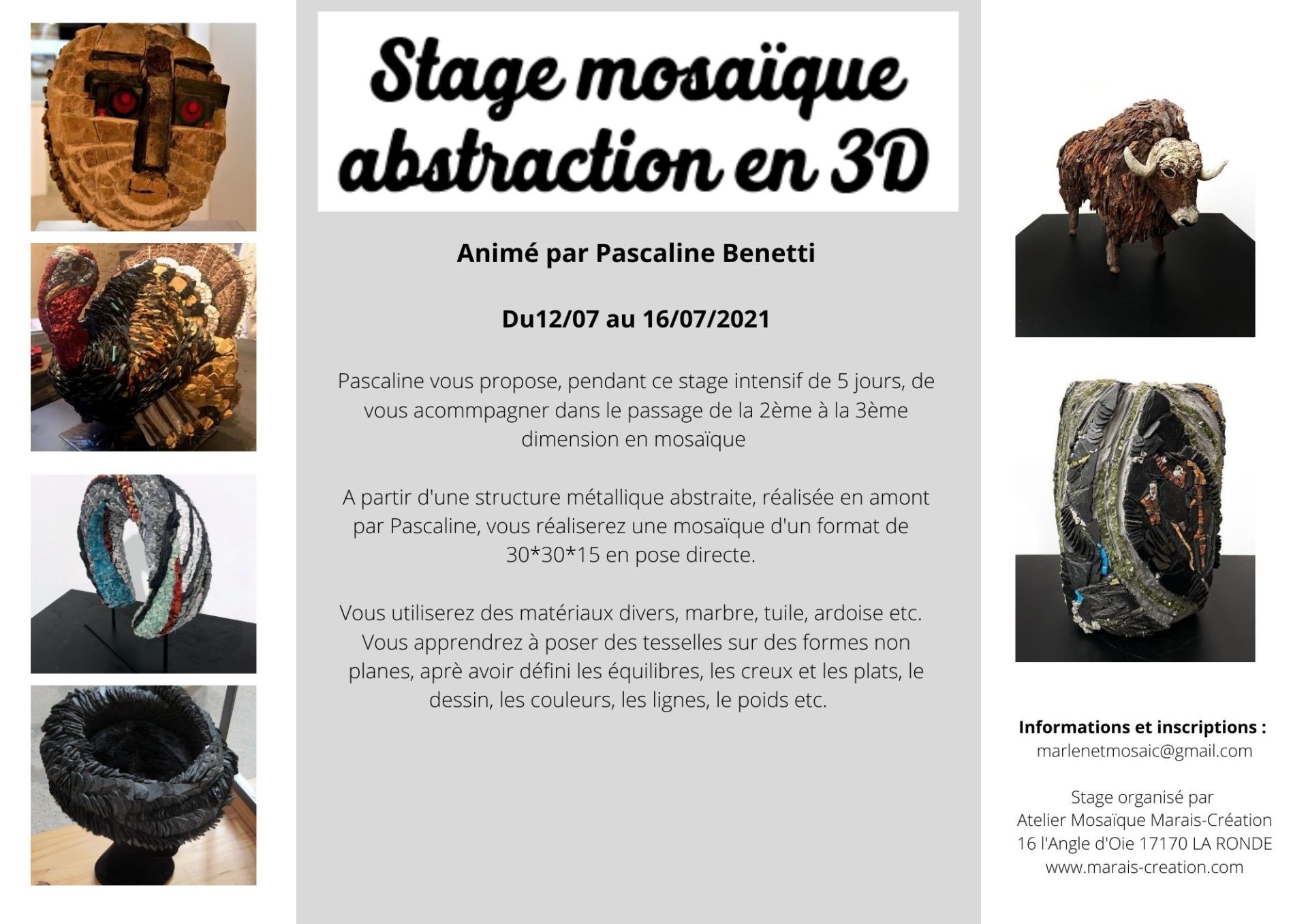 Stage mosaïque abstraction 3D – Atelier Mosaïque Marais-Création
